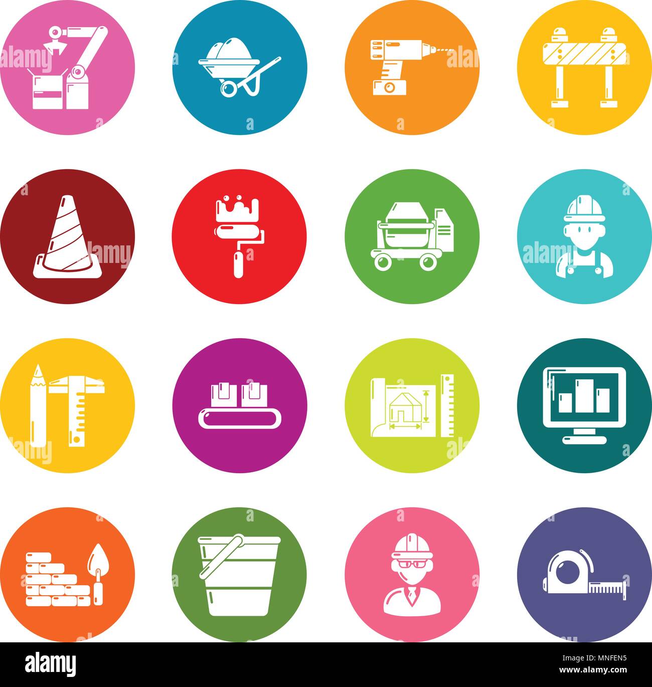 Building process icons set colorful circles vector Stock Vector Image ...