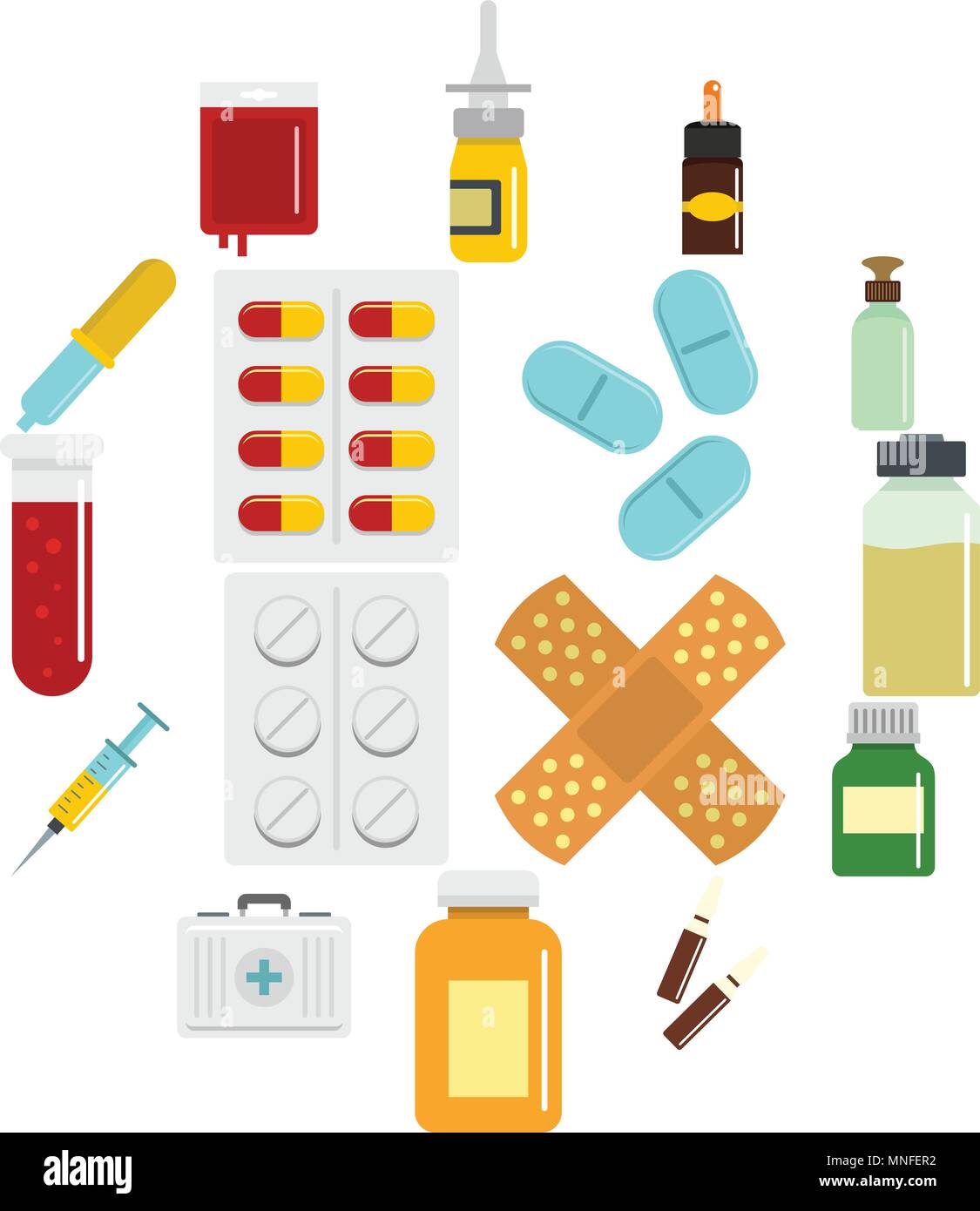 Different drugs icons set in flat style Stock Vector Image & Art - Alamy