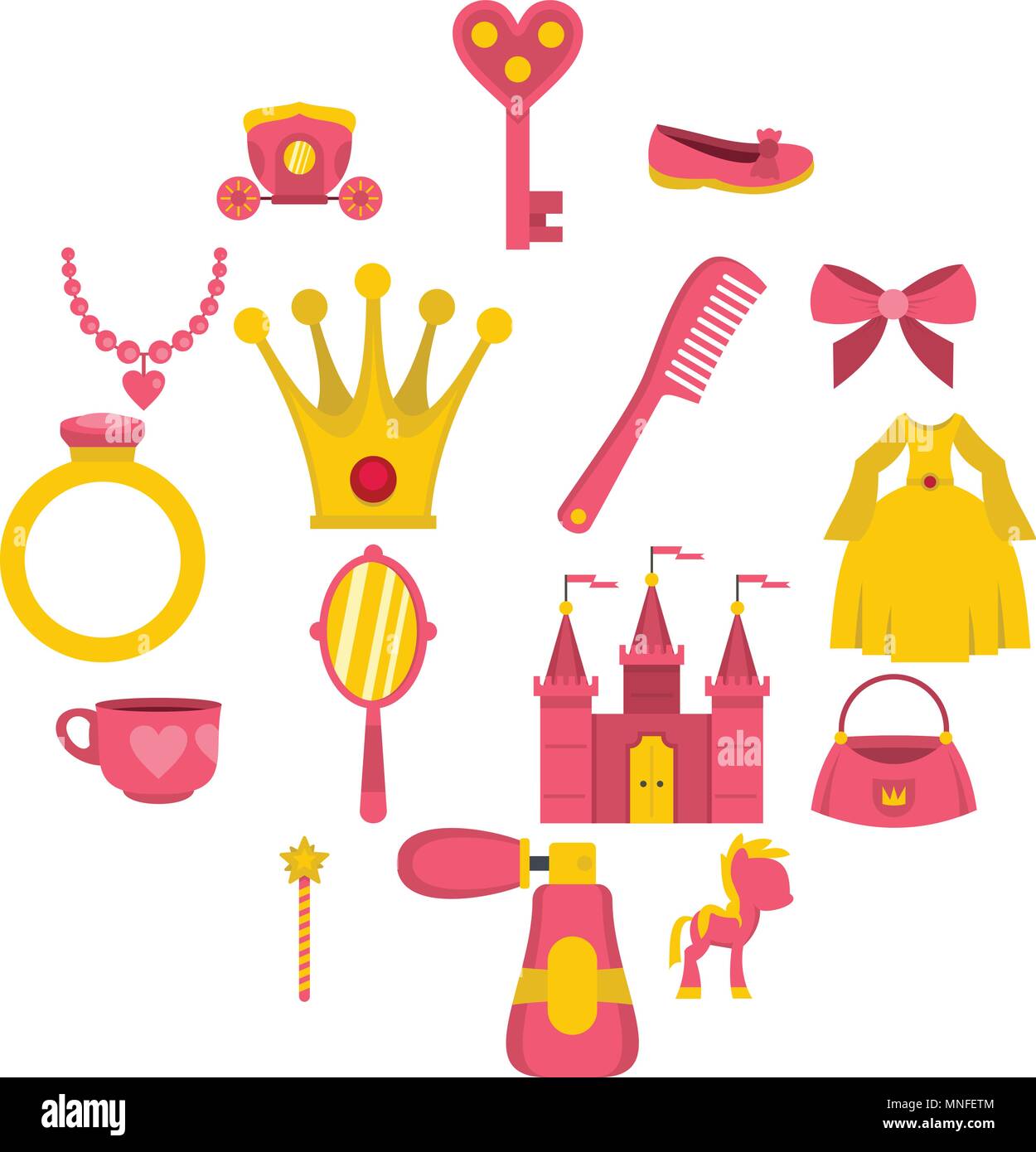 Doll princess items icons set in flat style Stock Vector Image & Art ...