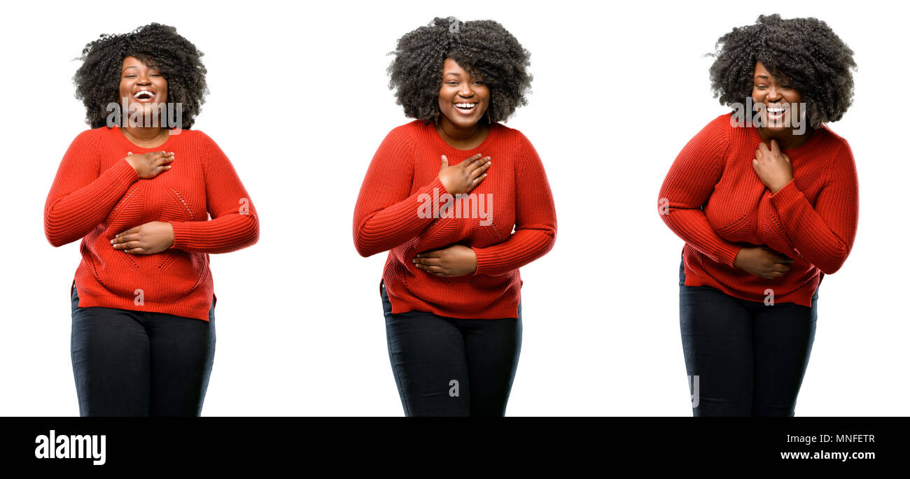 Young beautiful african plus size model confident and happy with a big ...