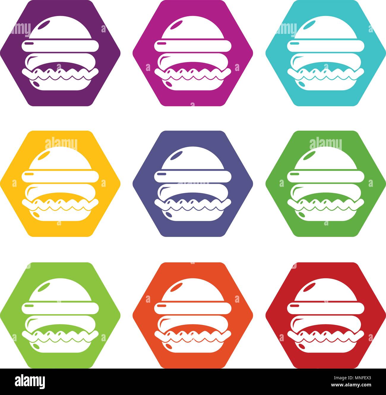 Burger icons set 9 vector Stock Vector Image & Art - Alamy