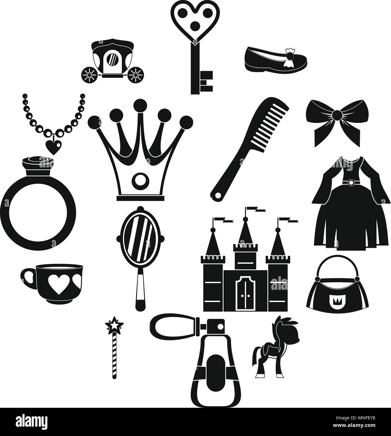 Doll princess items icons set, simple style Stock Vector Image & Art ...