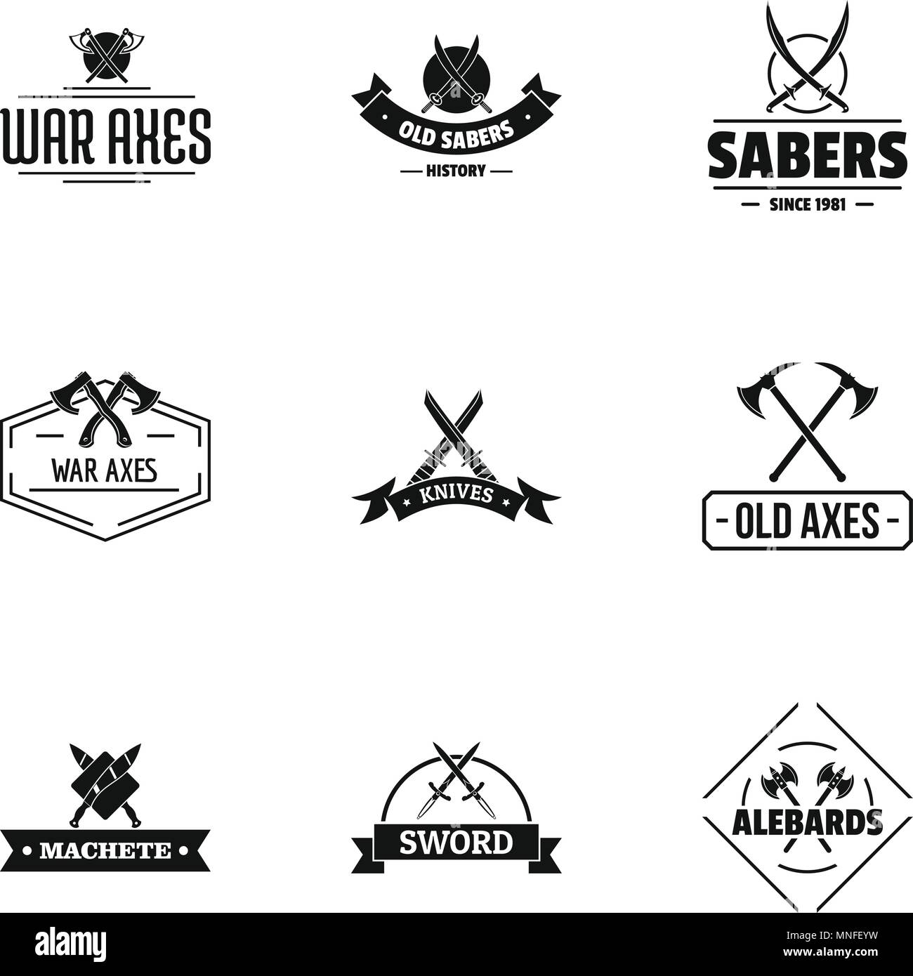 Old weapon logo set, simple style Stock Vector Image & Art - Alamy