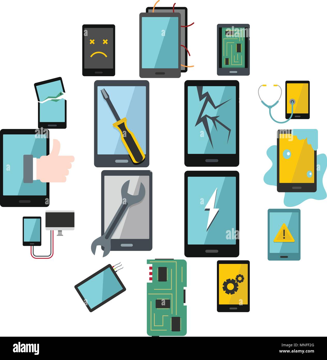 Device repair symbols icons set in flat style Stock Vector Image & Art ...