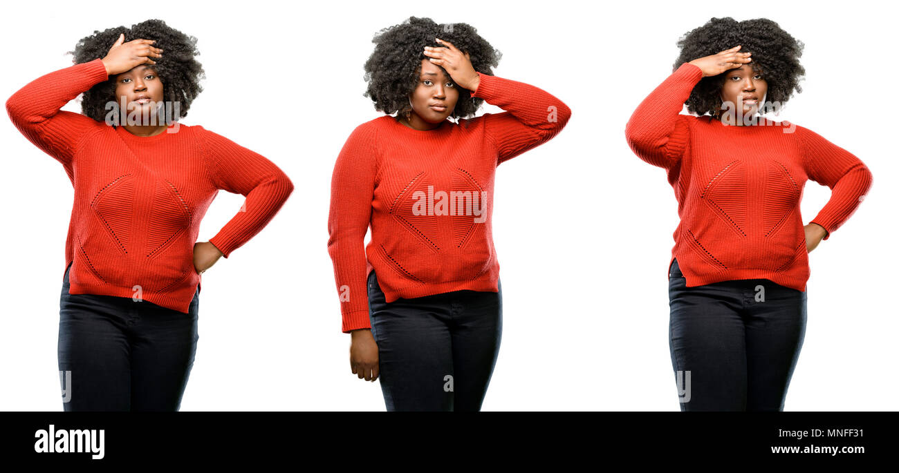 Young beautiful african plus size model terrified and nervous ...