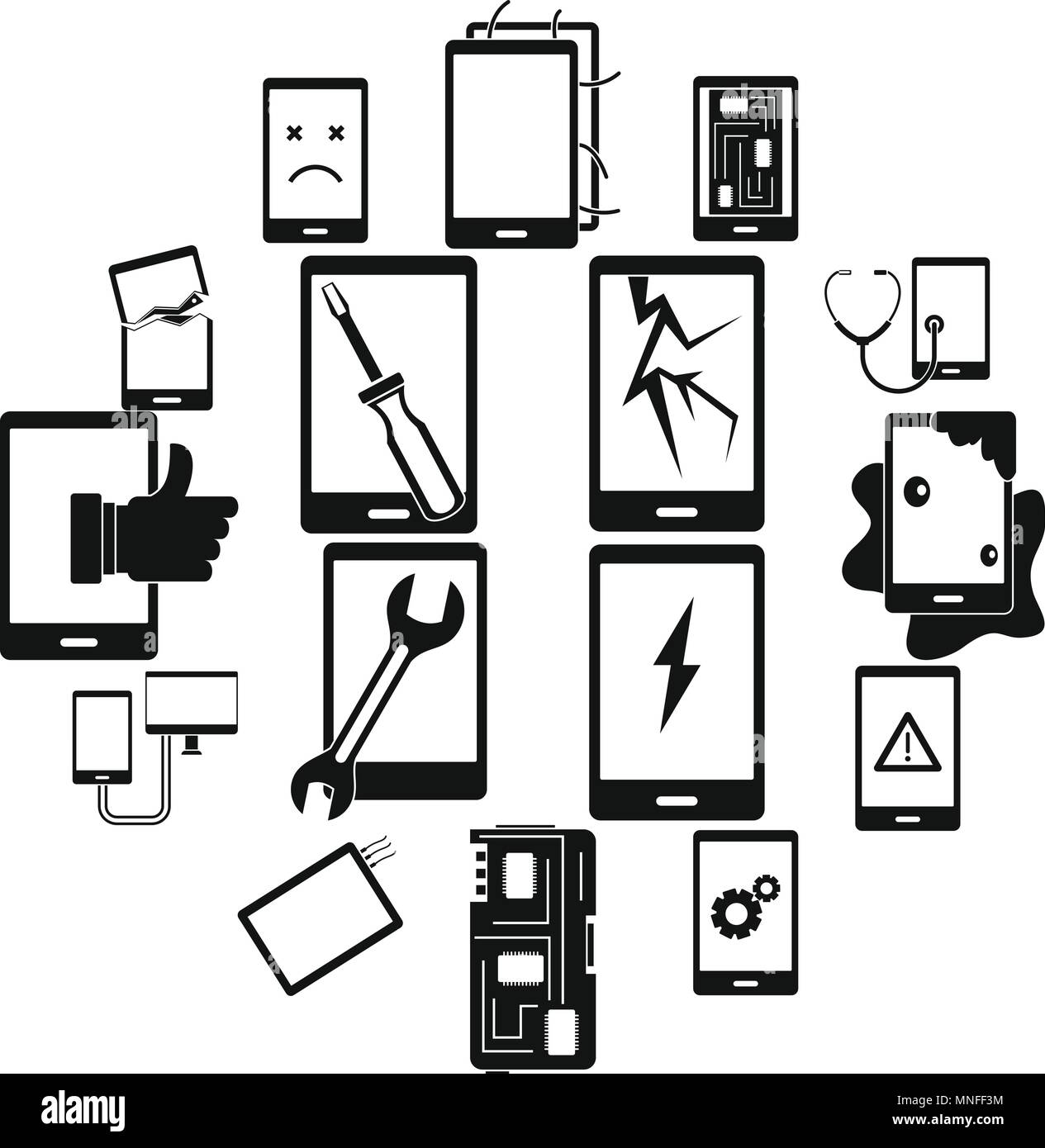 Device repair symbols icons set, simple style Stock Vector Image & Art ...