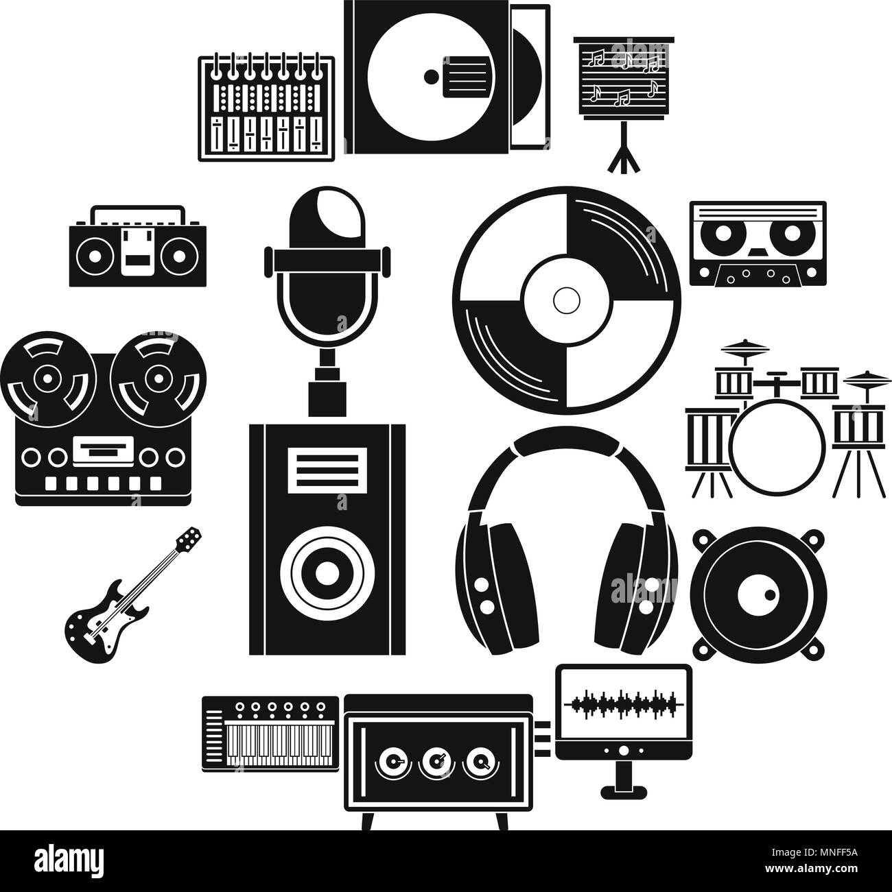 Recording studio items icons set, simple style Stock Vector Image & Art ...