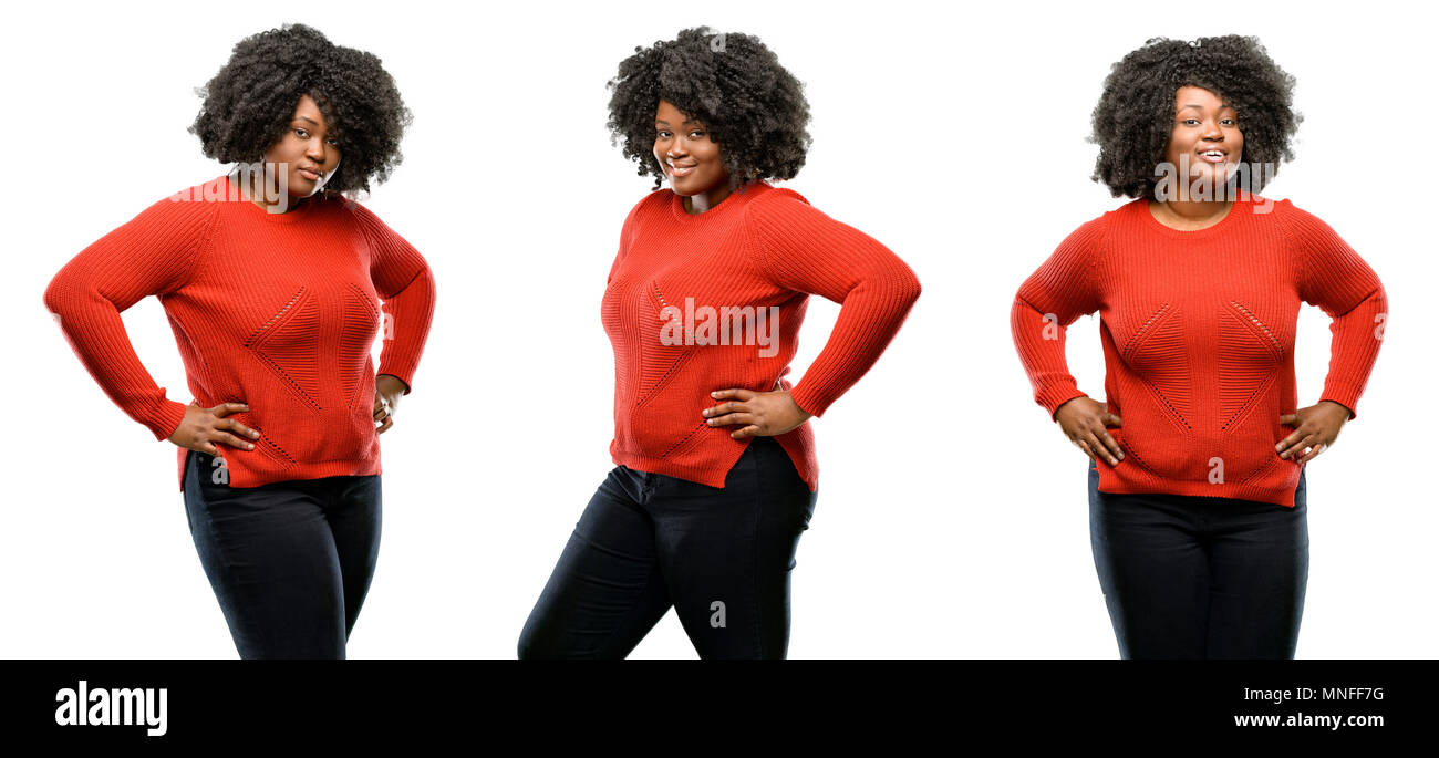 Young beautiful african plus size model confident and happy with a big ...