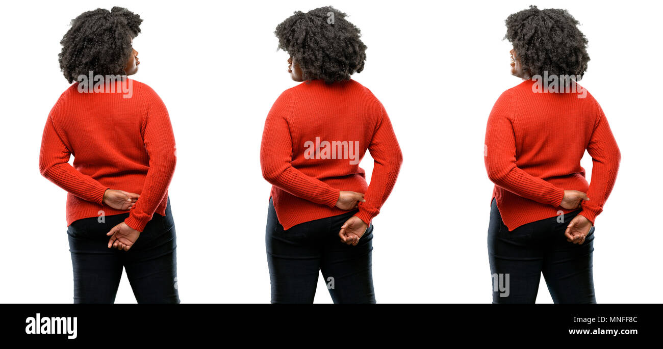 Young beautiful african plus size model backside, rear view isolated ...