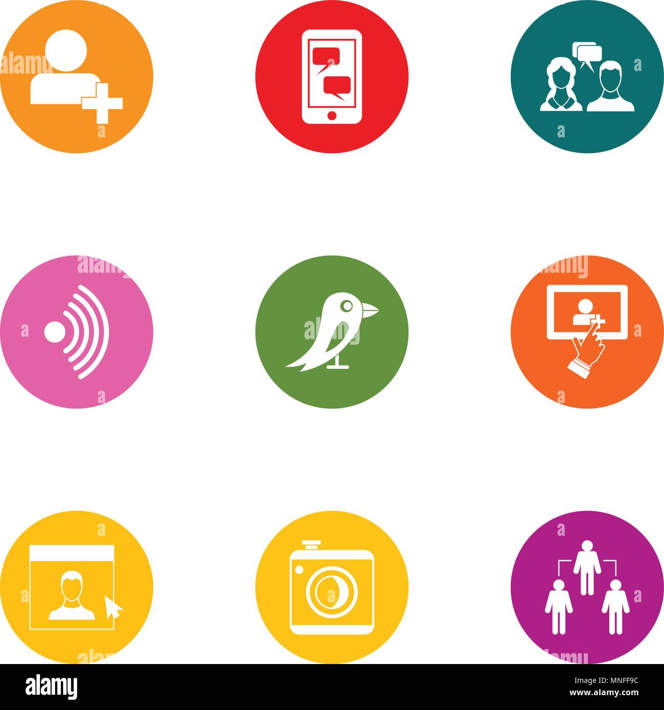 Online friend icons set, flat style Stock Vector Image & Art - Alamy