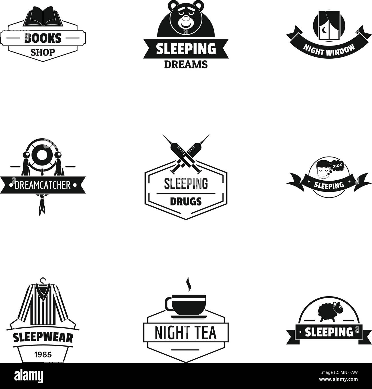 Overnight logo set, simple style Stock Vector Image & Art - Alamy