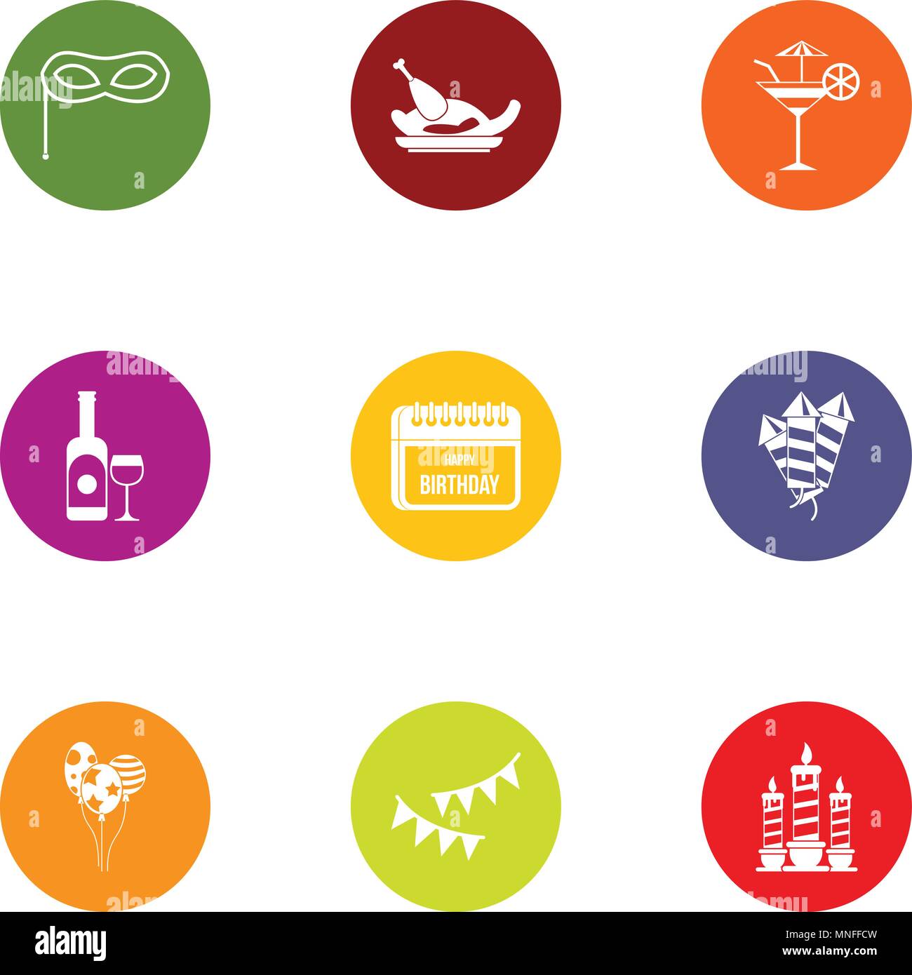 Masquerade icons set, flat style Stock Vector Image & Art - Alamy