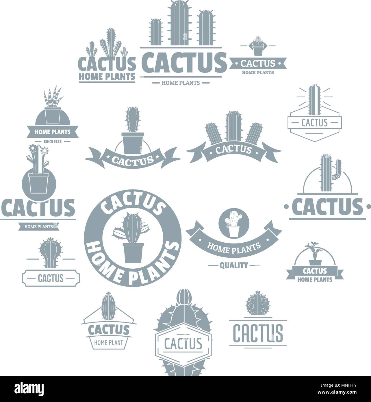 Cactus logo icons set, simple style Stock Vector Image & Art - Alamy