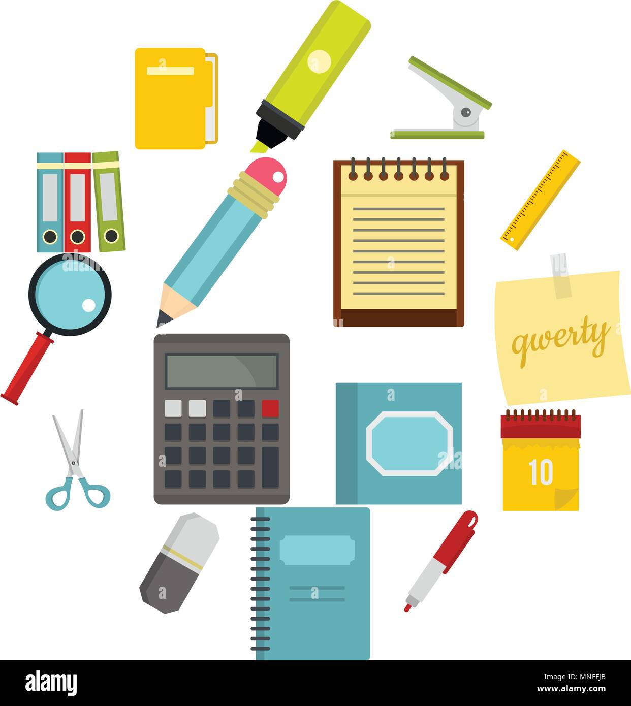 Stationery symbols icons set in flat style Stock Vector Image & Art - Alamy