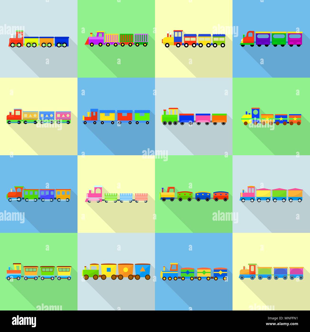 Train toy children icons set, flat style Stock Vector Image & Art - Alamy