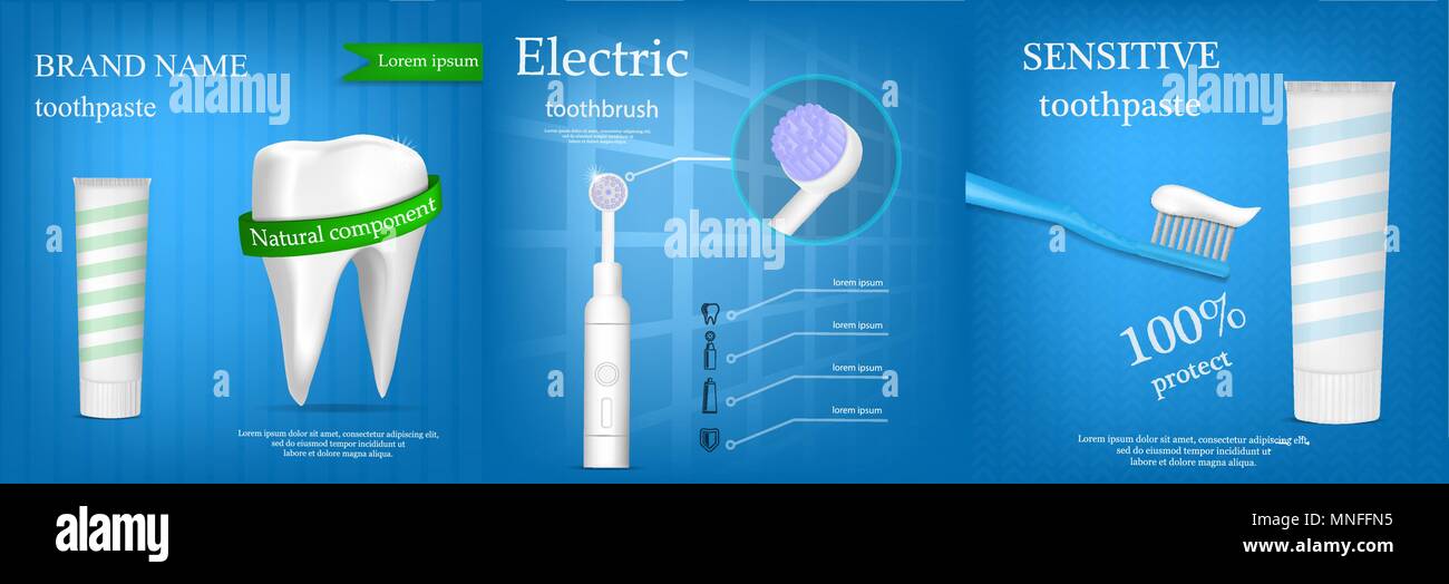 Toothbrush banner concept set, realistic style Stock Vector Image & Art ...