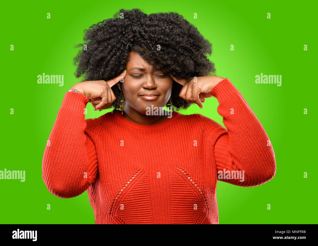Beautiful african woman doubt expression, confuse and wonder concept ...