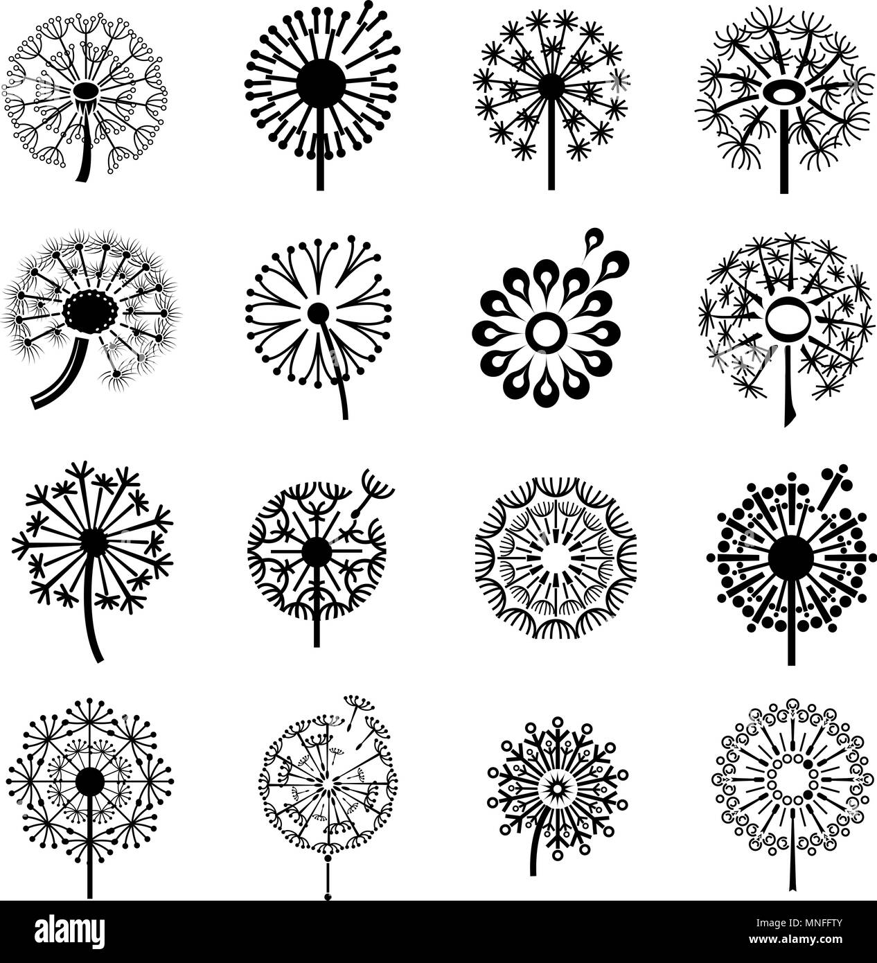 Logo with dandelion icons set, simple style Stock Vector Image & Art ...