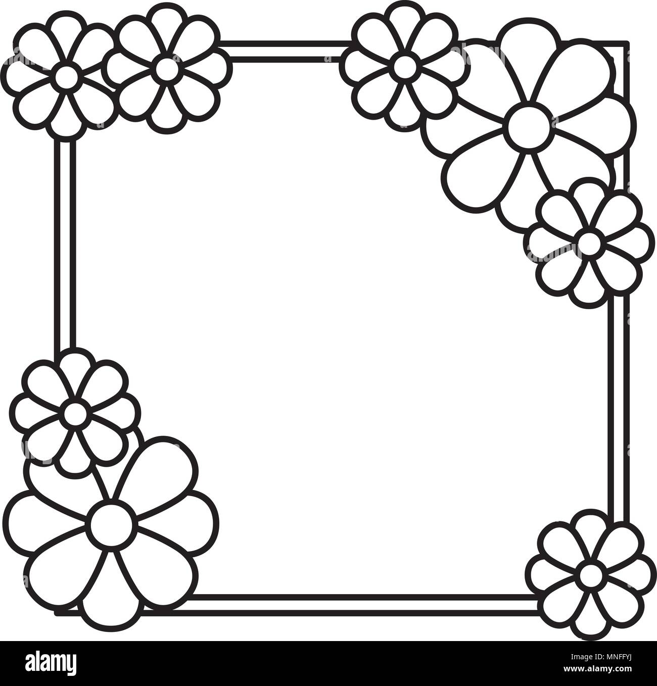 beautiful flowers decorative square frame Stock Vector Image & Art - Alamy
