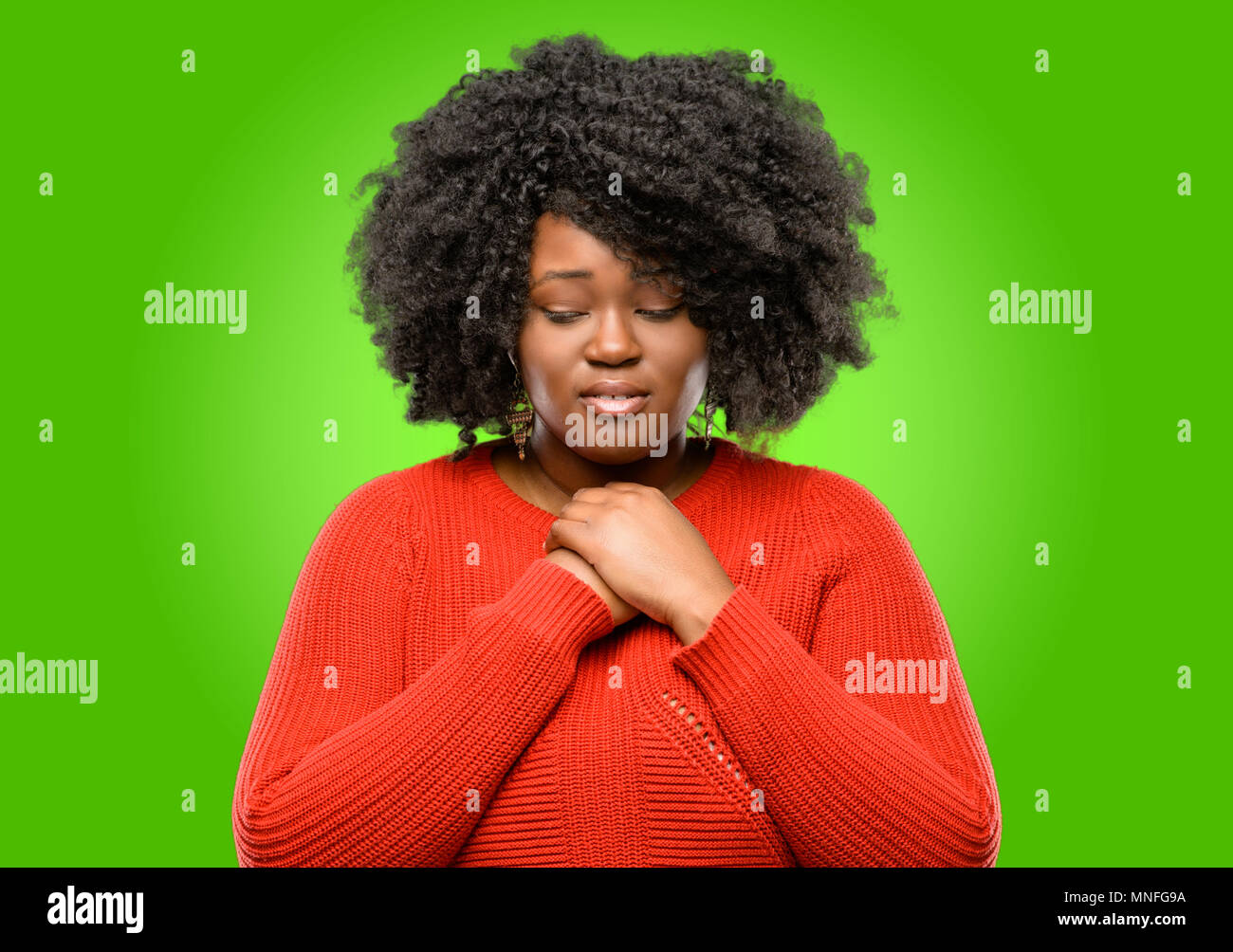 Beautiful african woman crying depressed full of sadness expressing sad ...