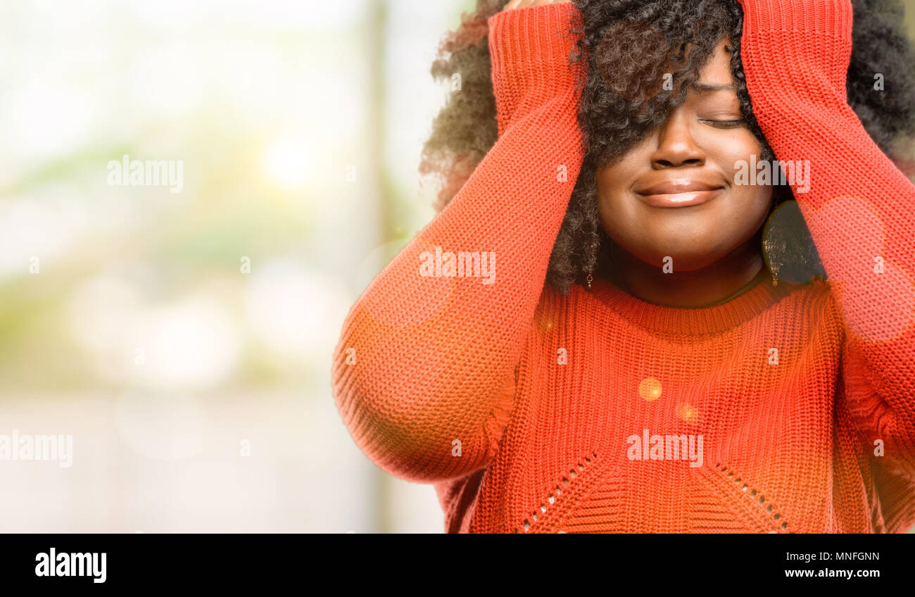 Beautiful african woman terrified and nervous expressing anxiety and ...