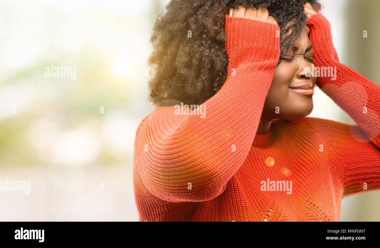 Beautiful african woman terrified and nervous expressing anxiety and ...