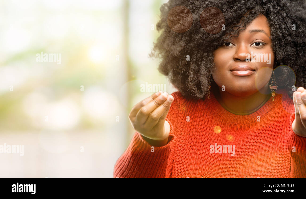 Beautiful african woman angry gesturing typical italian gesture with ...