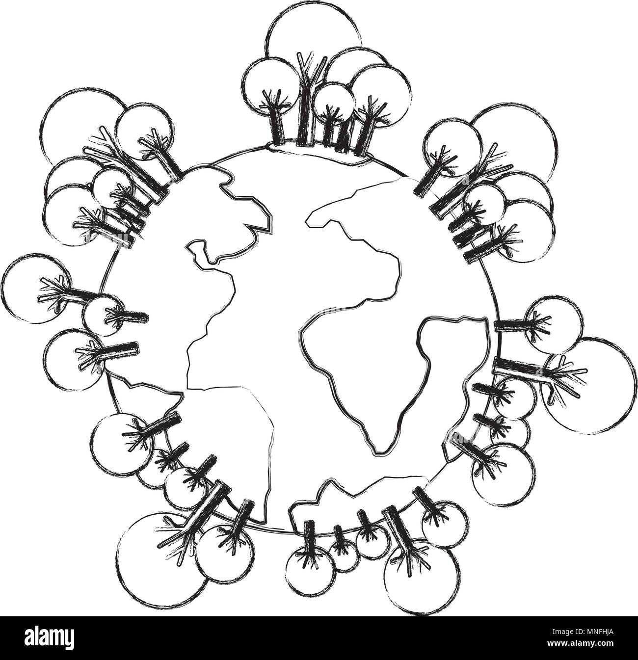 world planet earth with trees Stock Vector Image & Art - Alamy