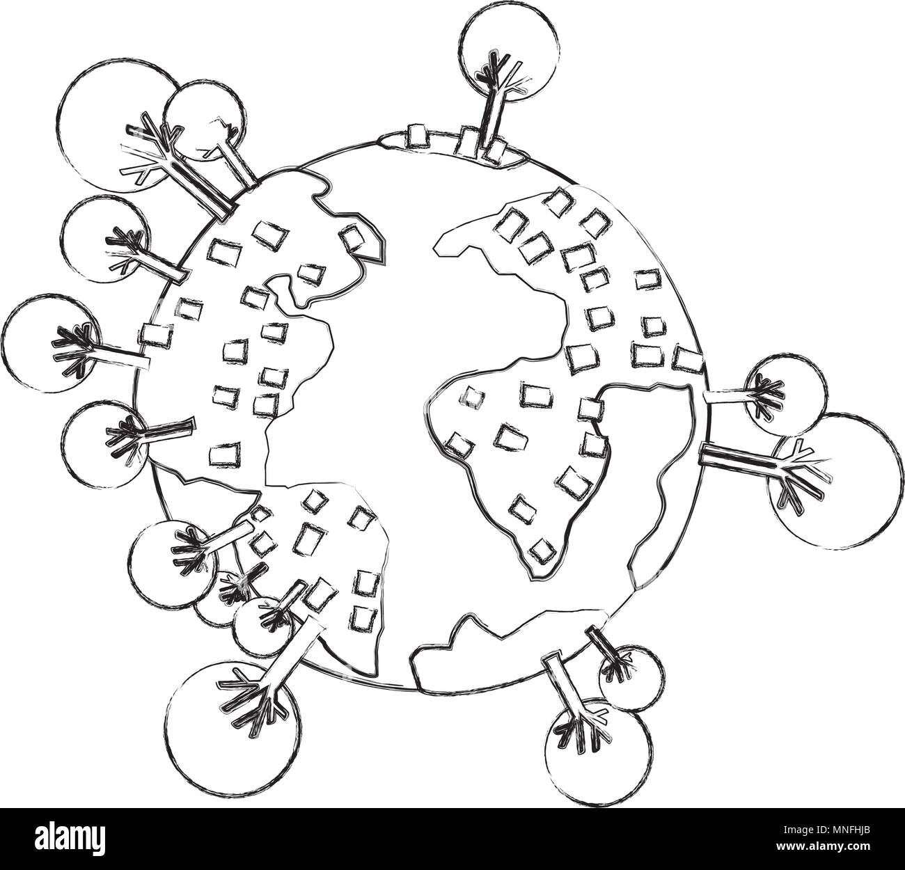 world planet earth with trees Stock Vector Image & Art - Alamy