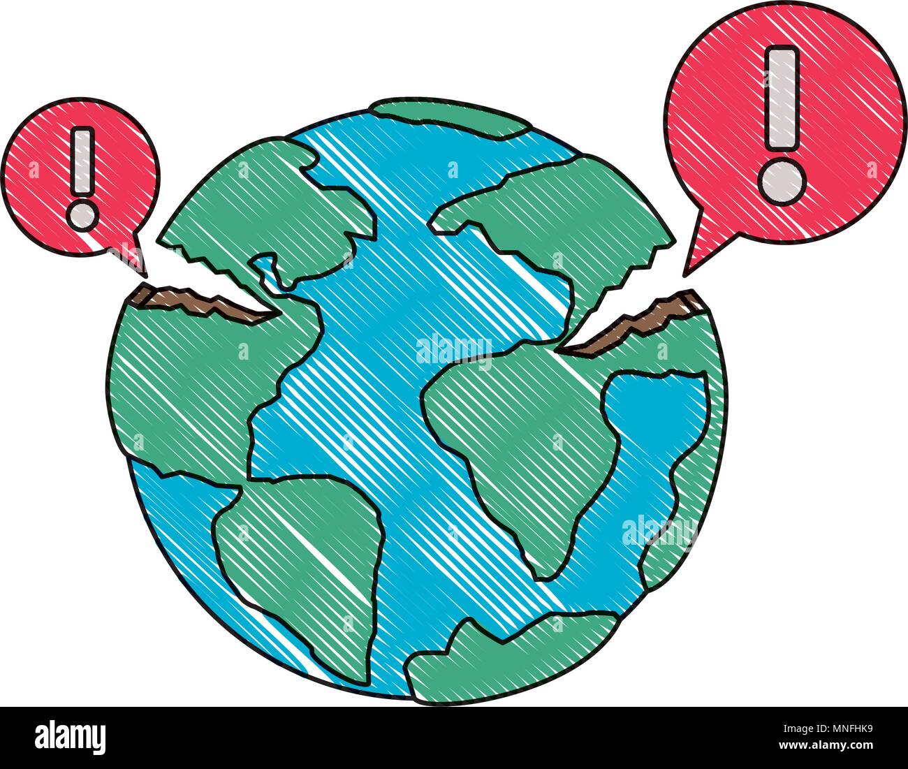world planet earth with warning symbols Stock Vector Image & Art - Alamy