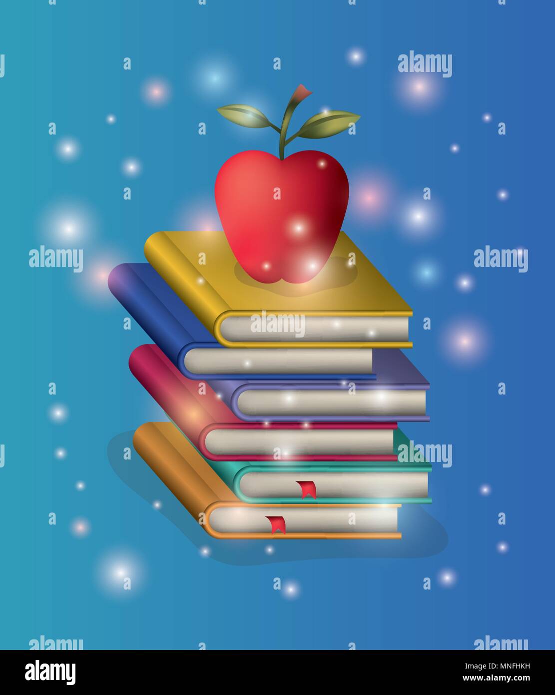 pile books study with apple Stock Vector Image & Art - Alamy