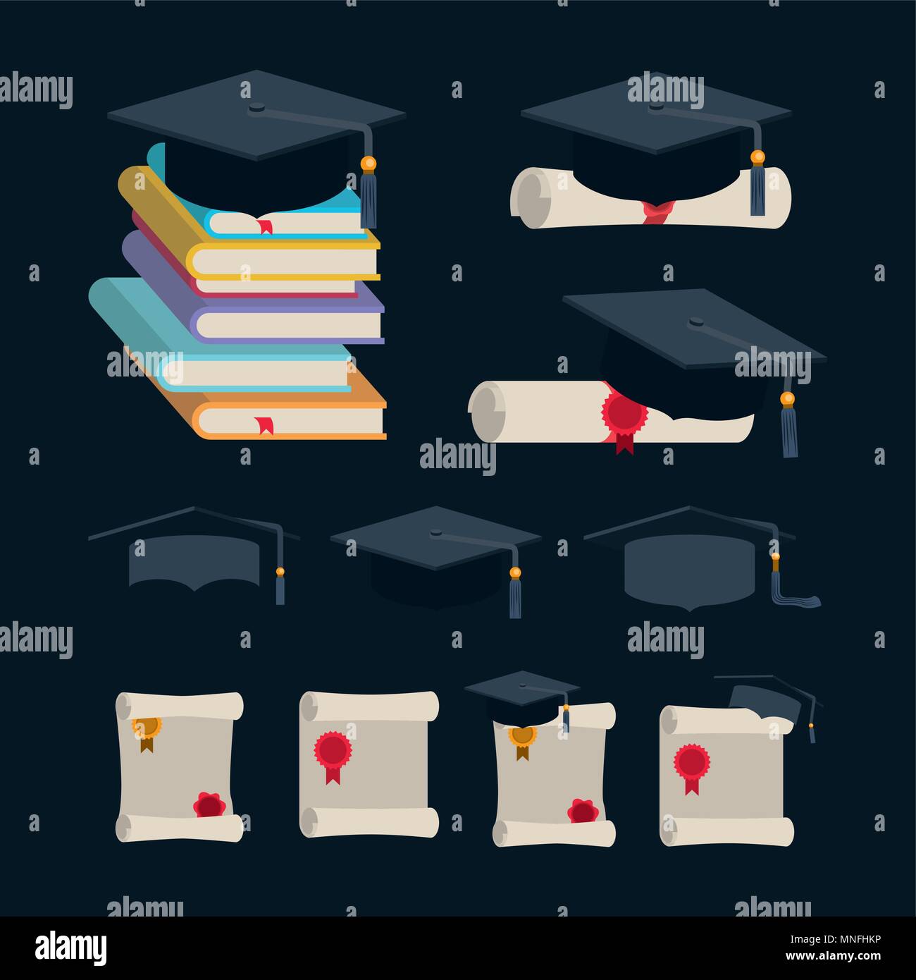graduation celebration set icons Stock Vector Image & Art - Alamy