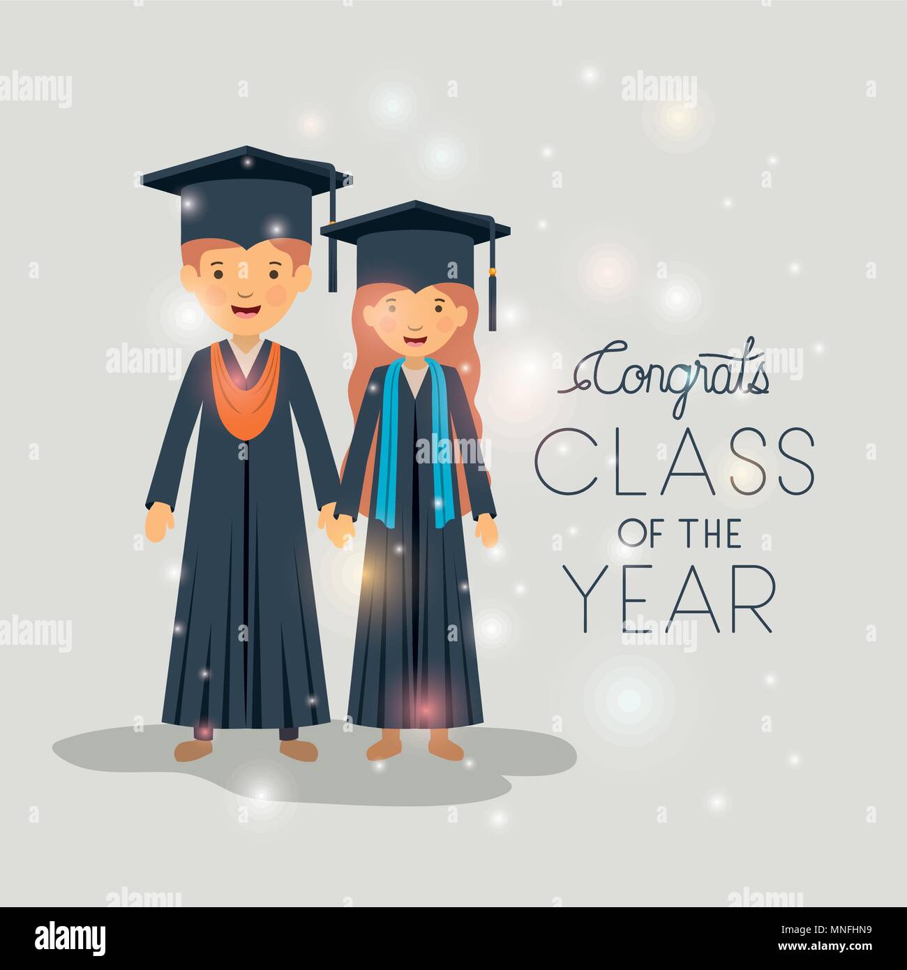 couple of graduates class of the year characters Stock Vector Image ...