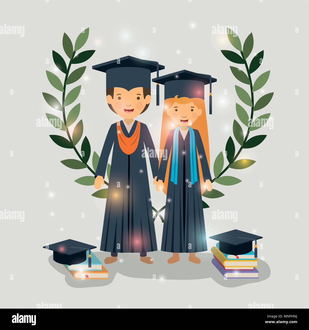 Vector Illustration Male Female Graduates High Resolution Stock ...