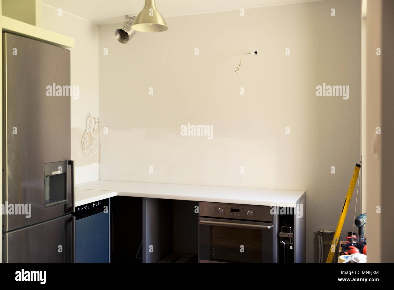 Home and kitchen renovation. Unfinished kitchen remodeling ...