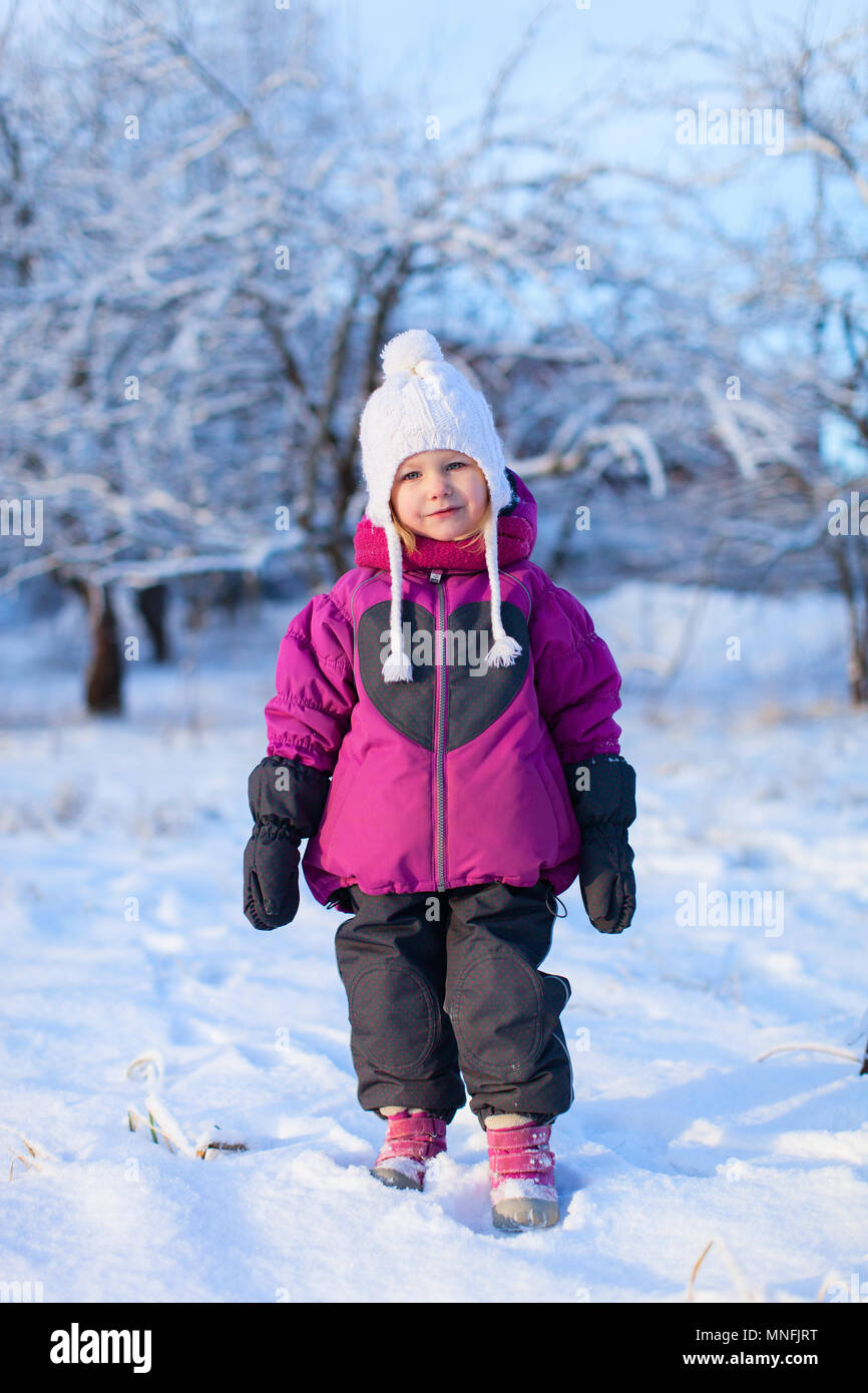 Adorable little girl outdoors on cold winter day Stock Photo - Alamy