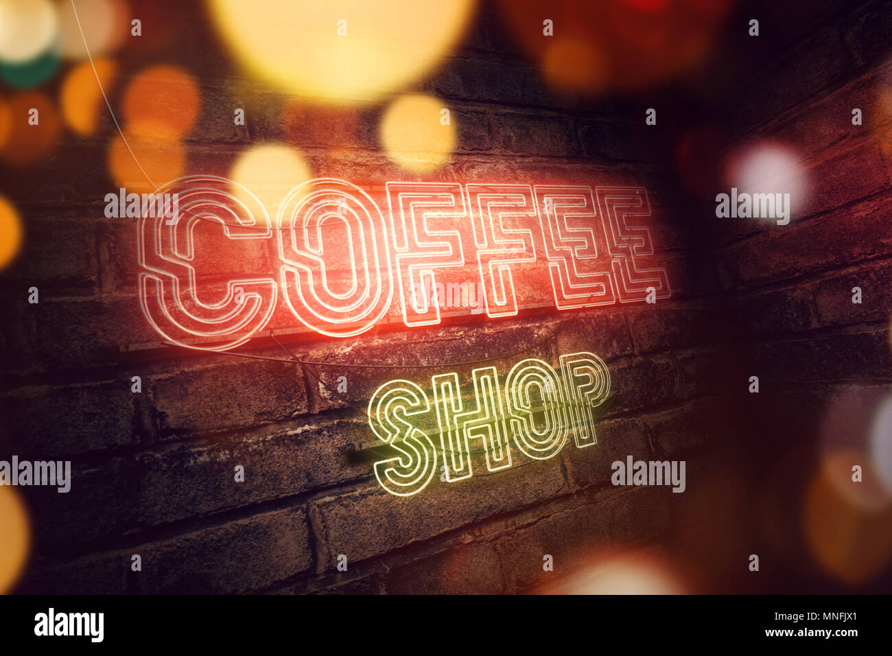 Coffee Shop Neon Sign, abstract 3d rendering illustration Stock Photo ...