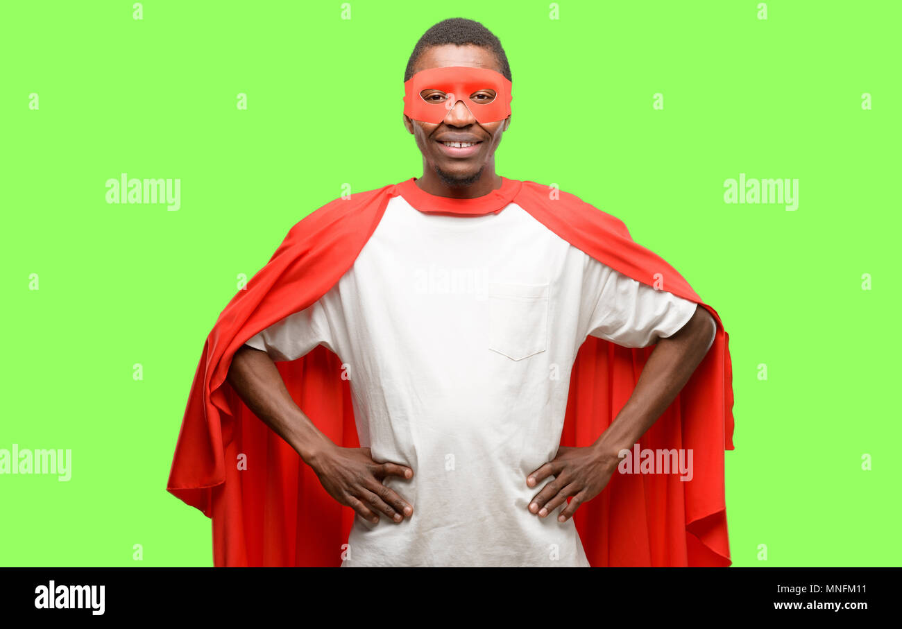 African black super hero man confident and happy with a big natural ...