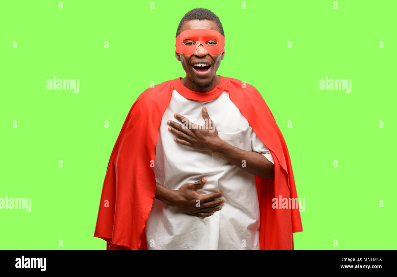 African black super hero man confident and happy with a big natural ...