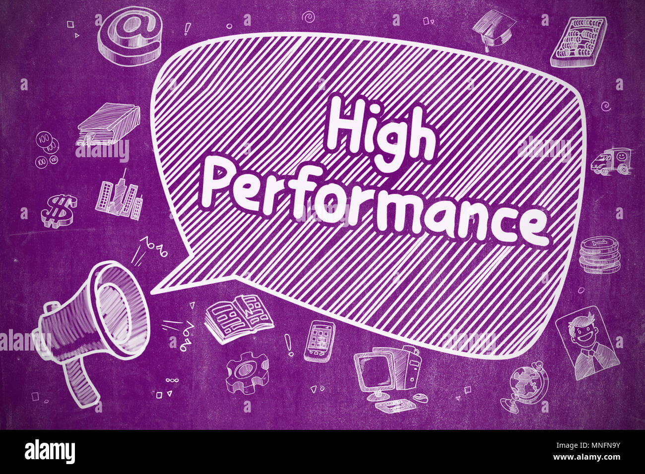 High Performance - Doodle Illustration on Purple Chalkboard Stock Photo ...
