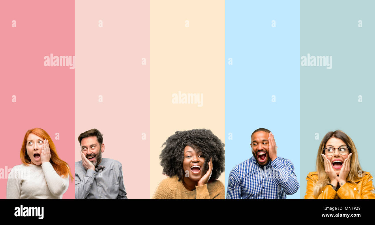 Surprised group people pointing camera hi-res stock photography and ...