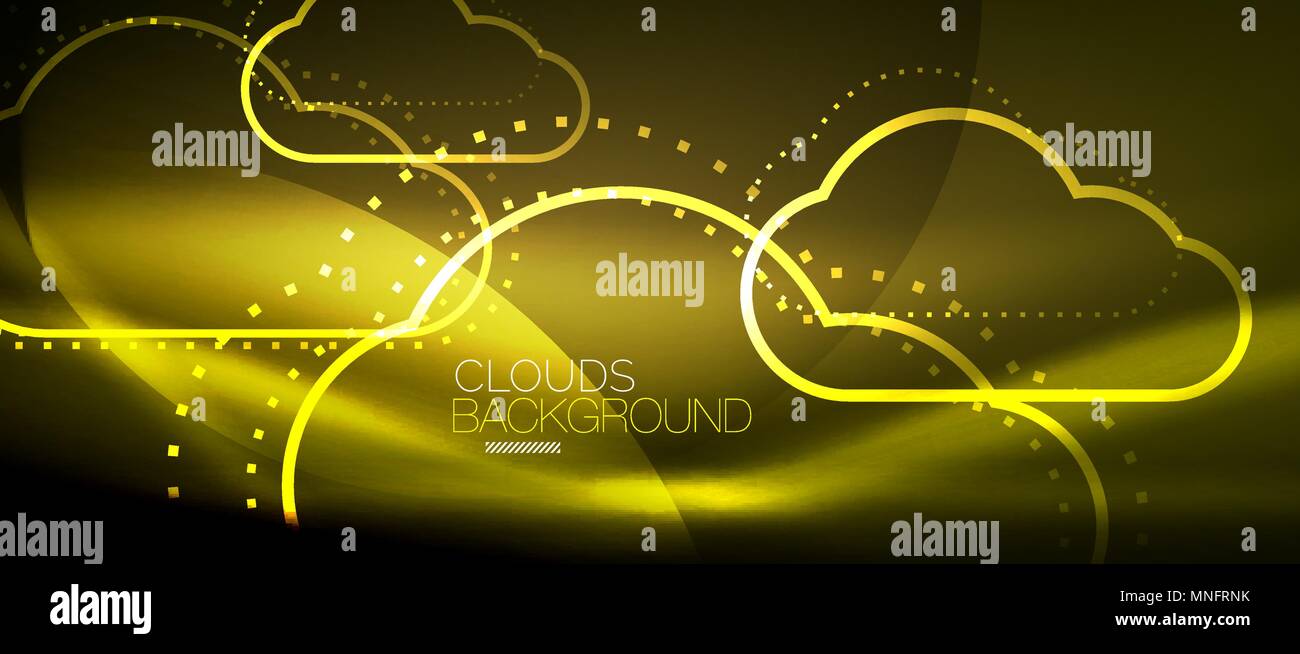 Vector Cloud Computing Storage Concept Vector Yellow Cloud Computing Storage Concept Neon