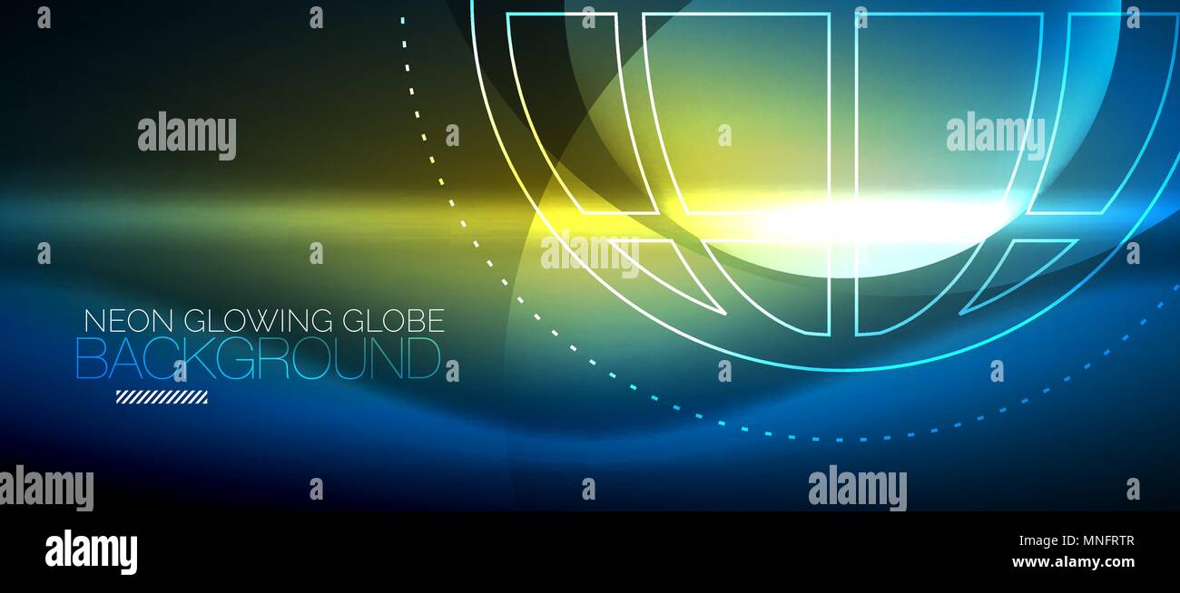 Techno globe concept, neon glow planet. Techno globe concept, neon glow ...
