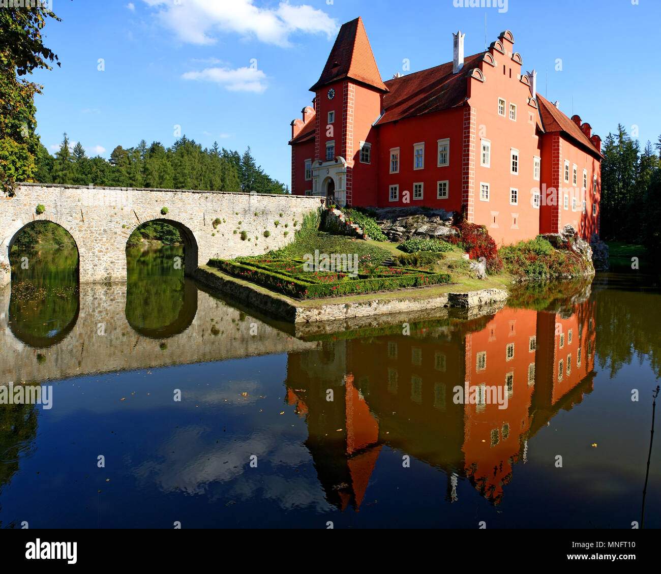 Cervena Lhota castle, famous red chateau, Czech Republic Stock Photo ...
