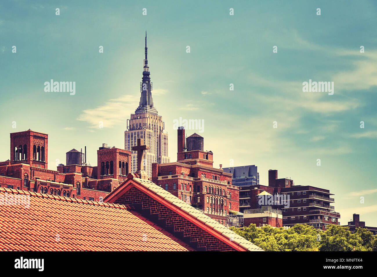 New York City skyline, color toned picture, USA Stock Photo - Alamy