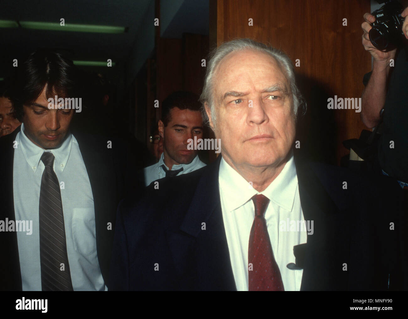 SANTA MONICA, CA - SEPTEMBER 26: (L-R) Christian Brando and father ...