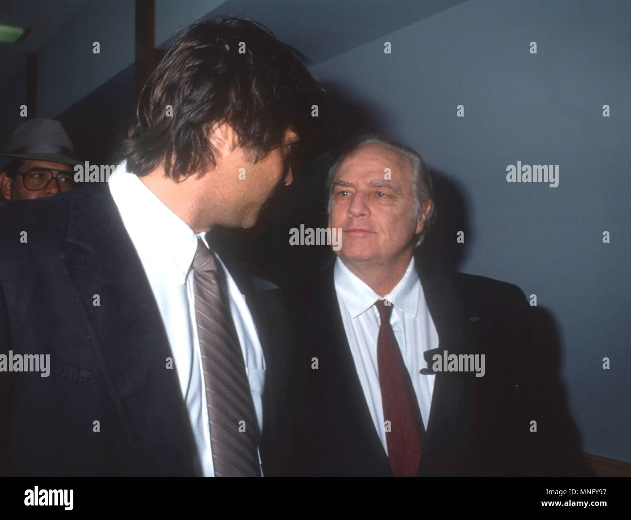 SANTA MONICA, CA - SEPTEMBER 26: (L-R) Christian Brando and father ...