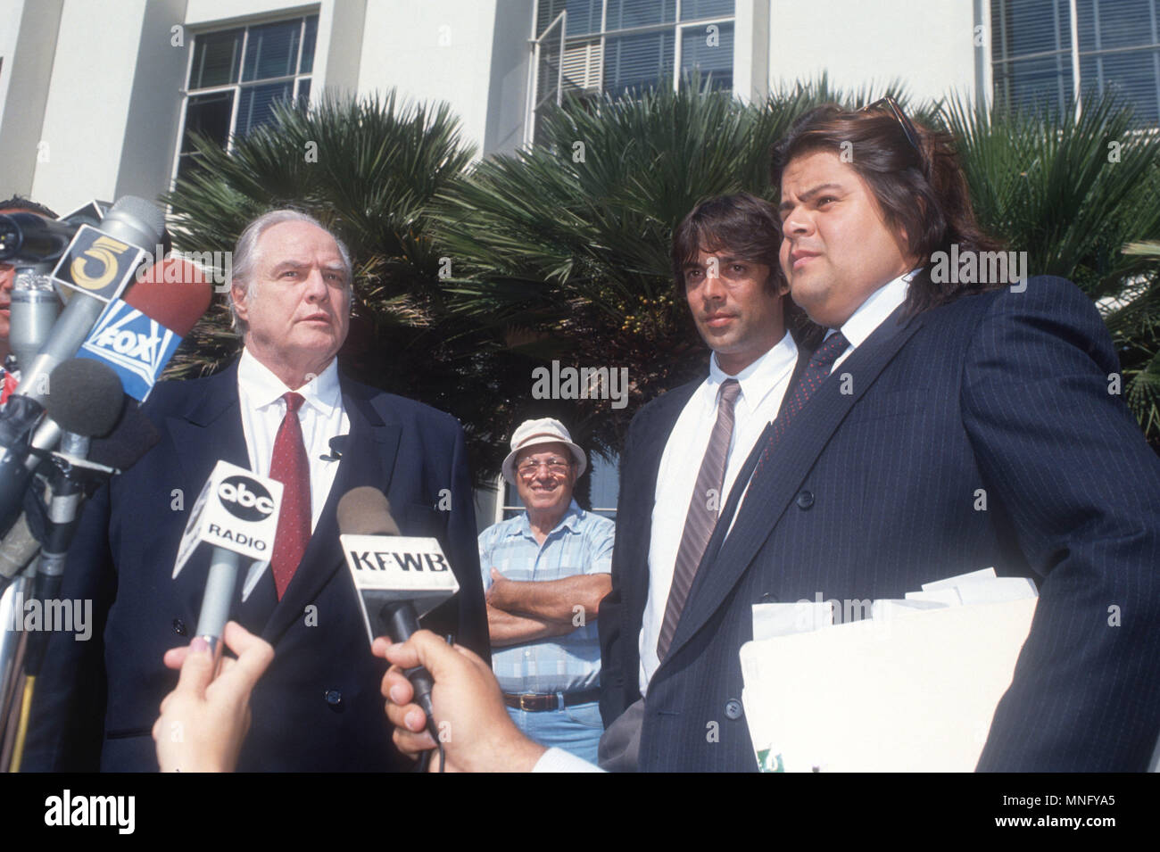 SANTA MONICA, CA - SEPTEMBER 26: (L-R) Actor Marlon Brando and sons ...