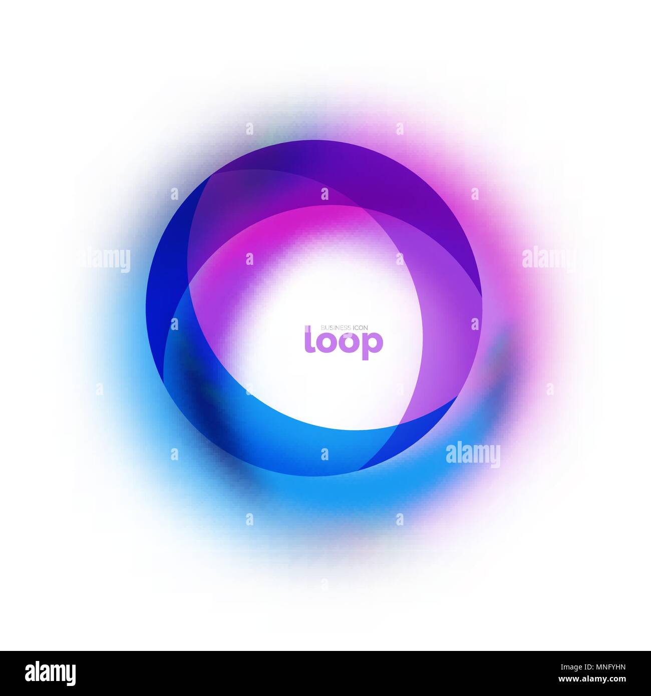 Loop circle business icon, created with glass transparent color shapes ...
