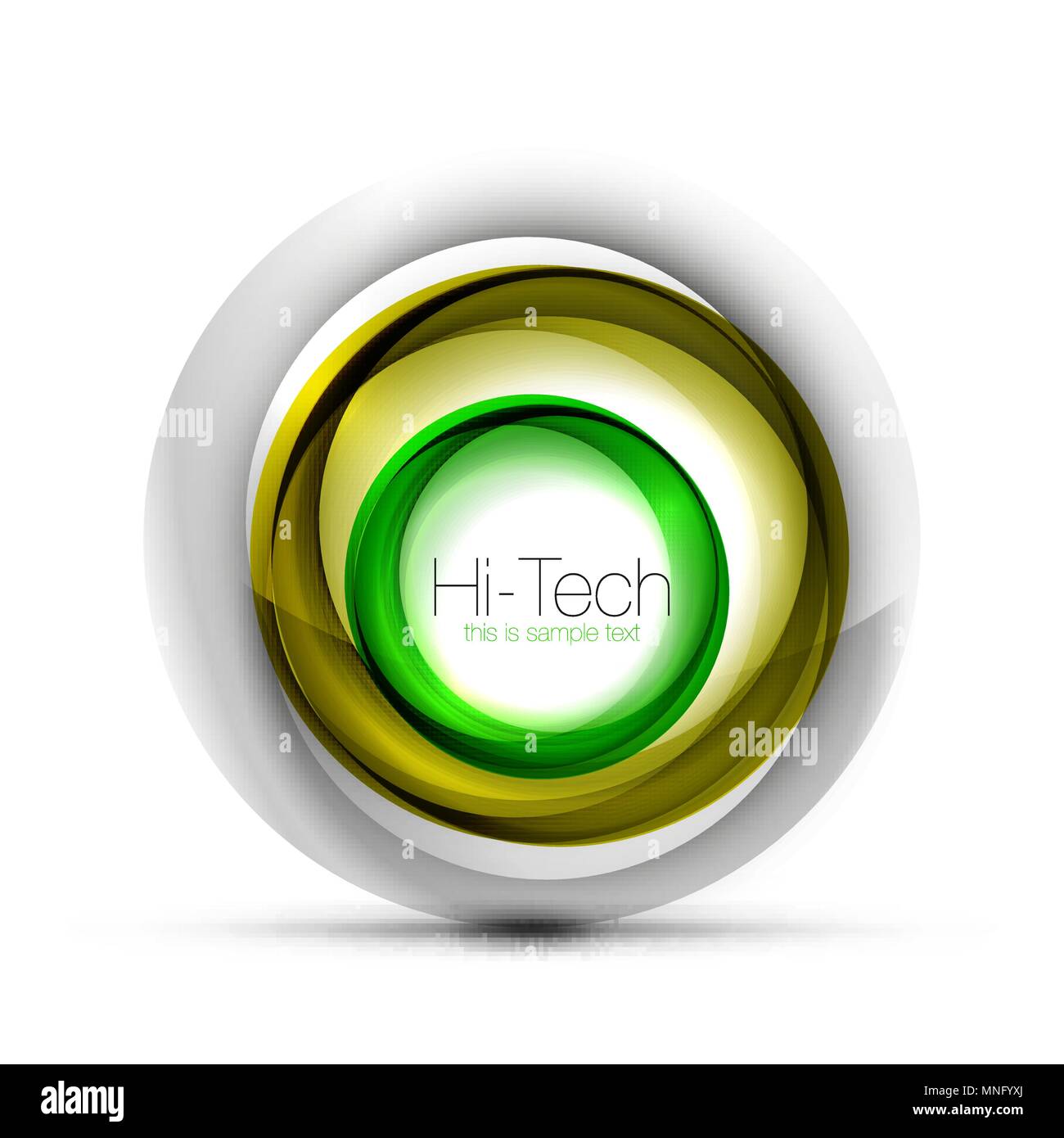 Digital techno sphere web banner, button or icon with text. Glossy ...